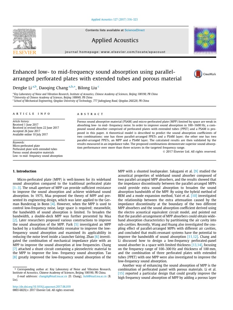 Enhanced Low - To Mid-Frequency Sound Absorption Using Parallel | PDF ...
