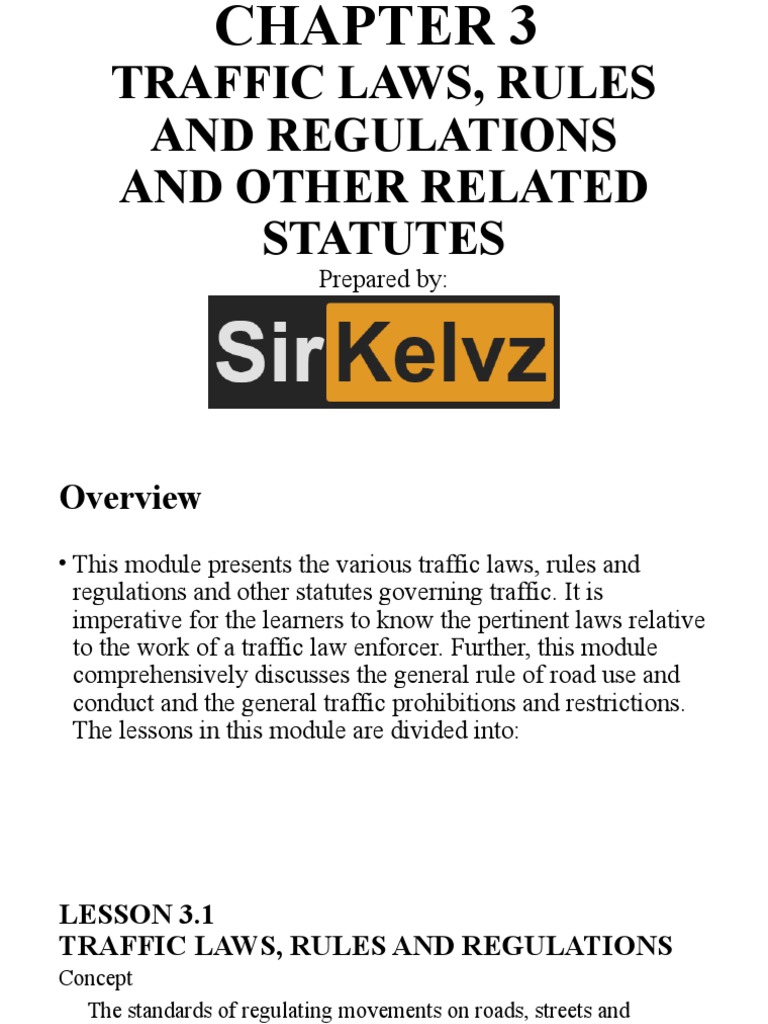 Chapter 3 Lesson 3.1 Traffic MNGT | PDF | Traffic | Transport