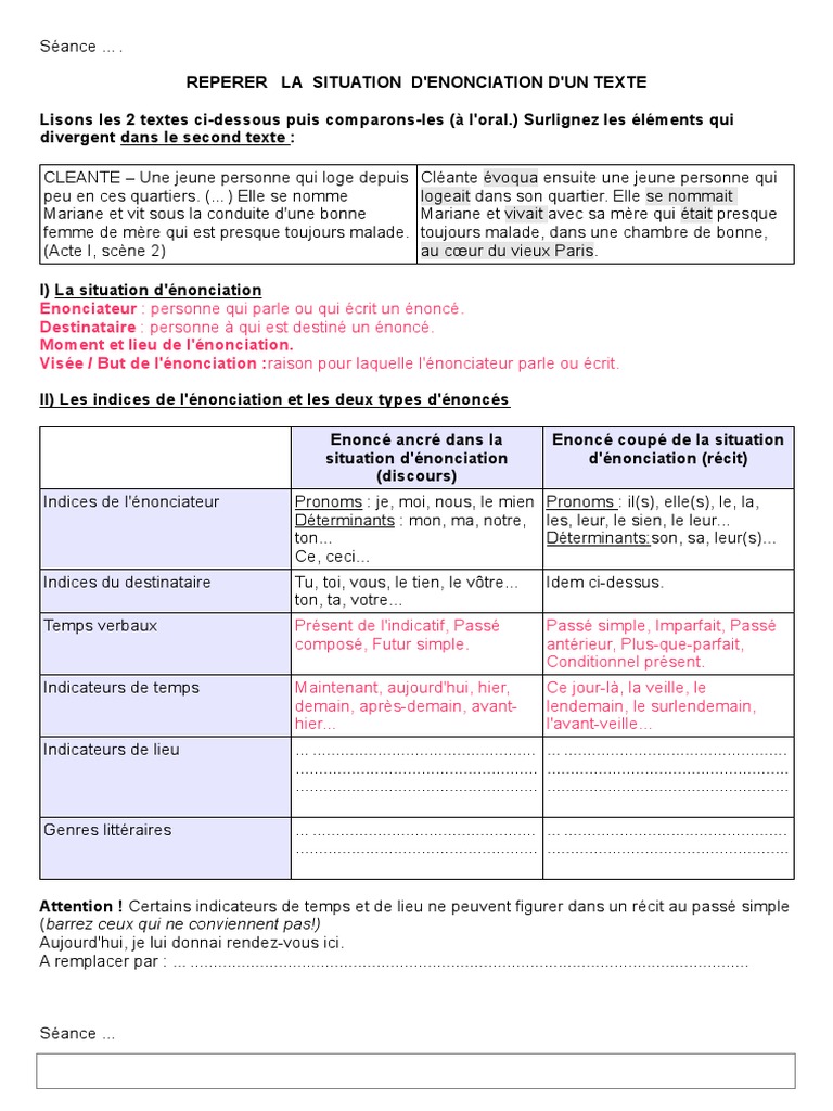 Situation Enonciation Quatrieme | PDF | Linguistique