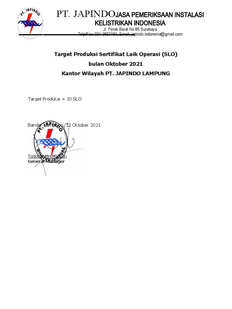 Form Target Produksi SLO Kanwil PT JAPINDO | PDF