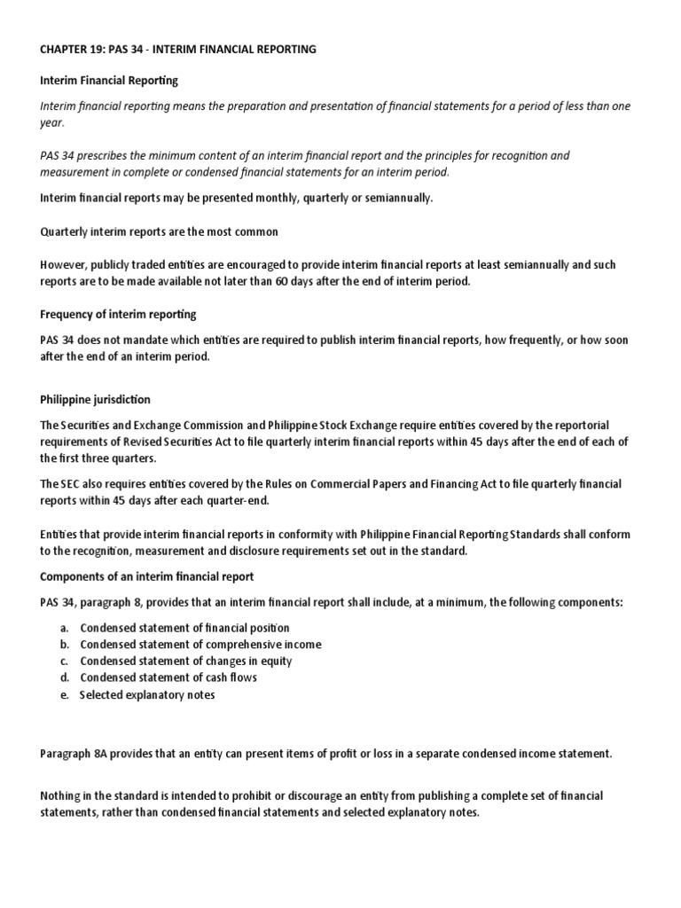 Chapter 19 Interim Reporting | PDF | Financial Statement | Balance Sheet