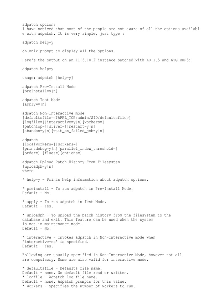Adpatch Options | PDF | File System | Filename