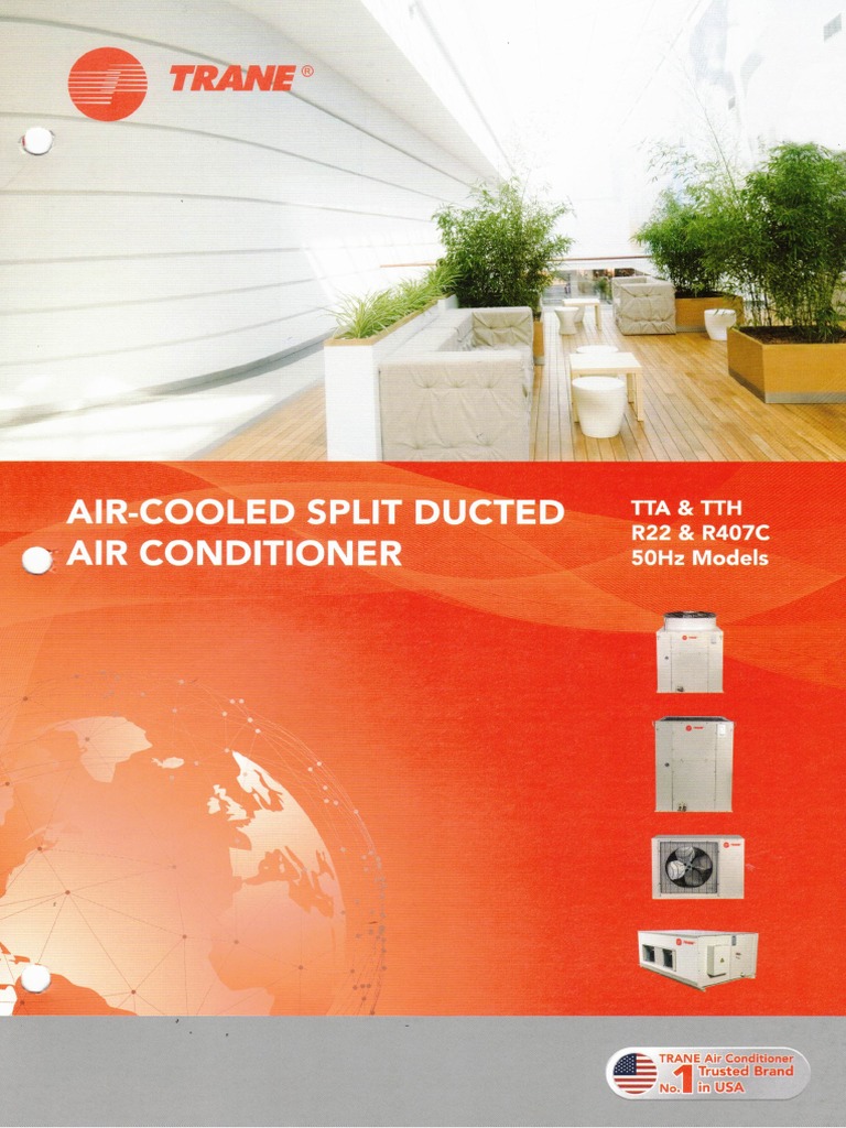 Trane Air-Cooled Split Ducted Air Conditioner (TTA & TTH R22 & R407C) | PDF