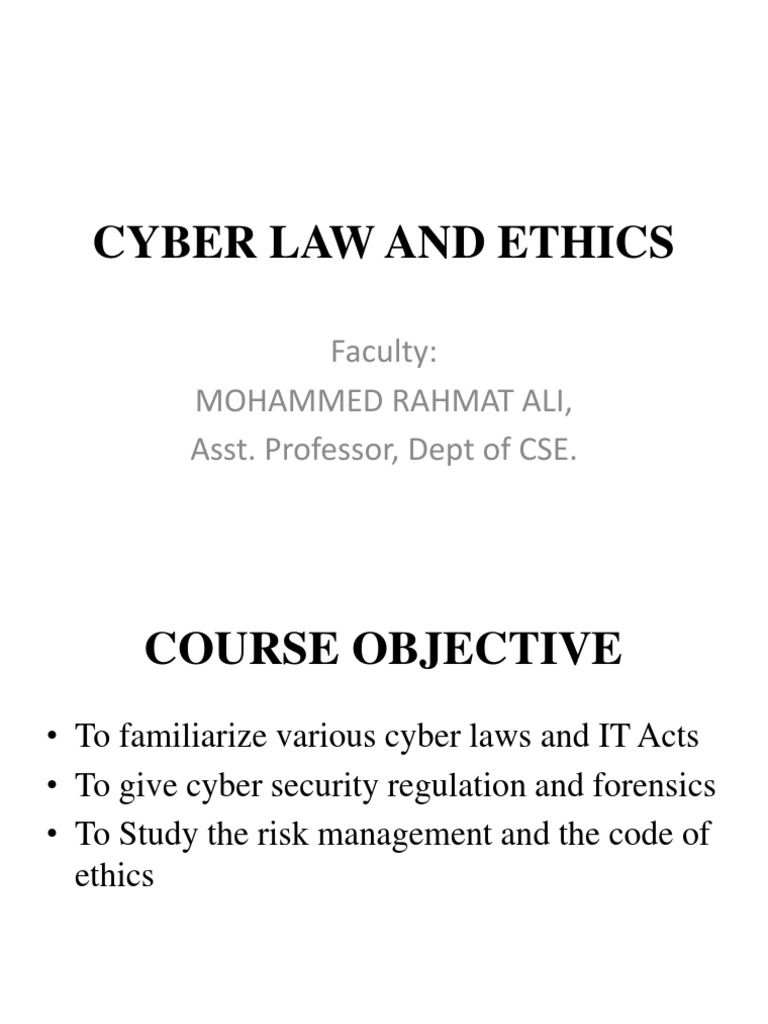 Cyber Law and Ethics Syllabus | PDF | Security | Computer Security