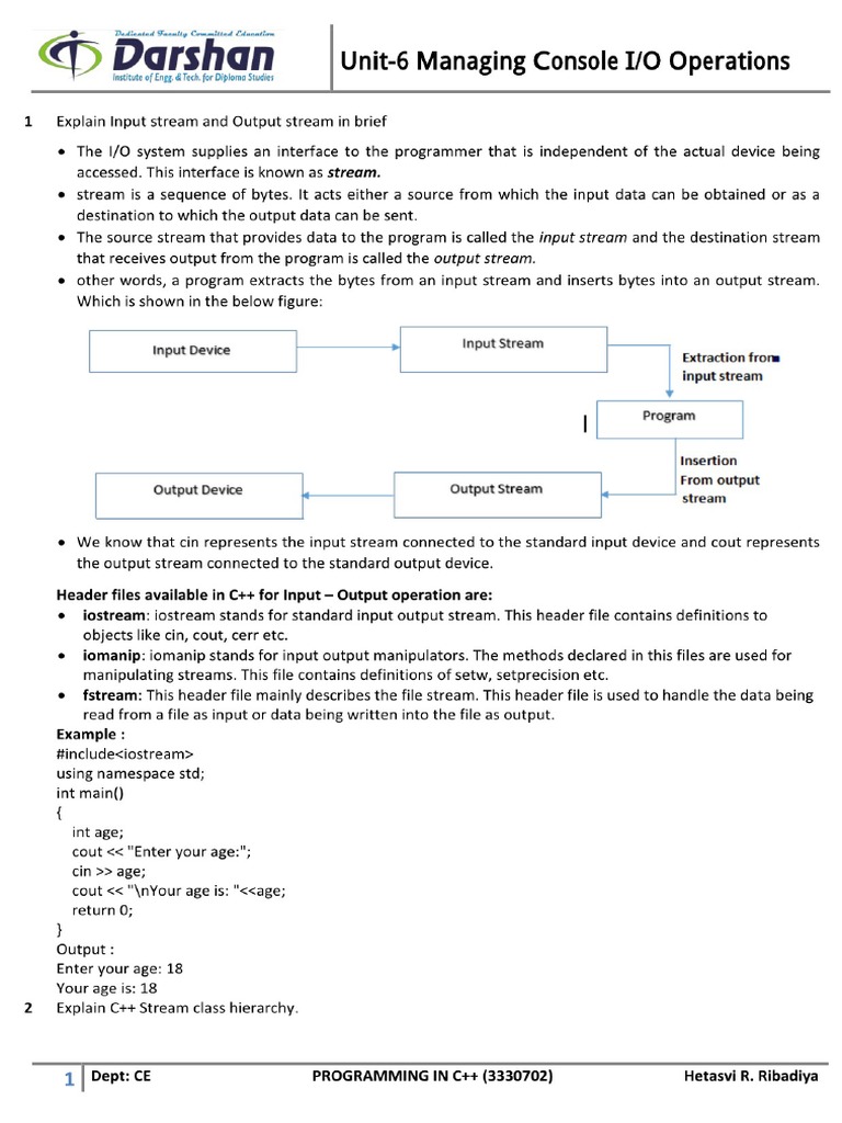 CPP GTU Study Material E-Notes Unit-6 14112019053345AM | PDF