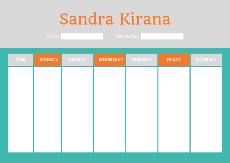 Teal and Orange Class Schedule | PDF
