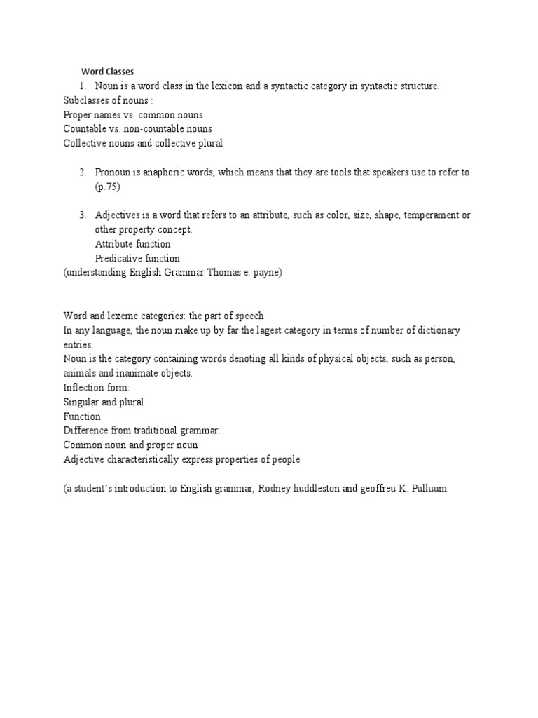 Word Classes | PDF | Language Arts & Discipline