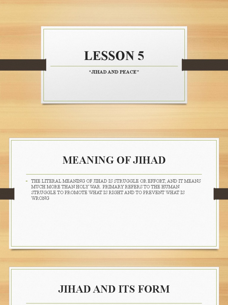 LESSON V Jihad and Peace | PDF | Jihad | Peace