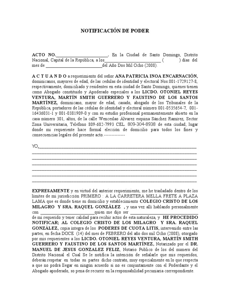 Notificacion de Poder | PDF | República Dominicana | Gobierno