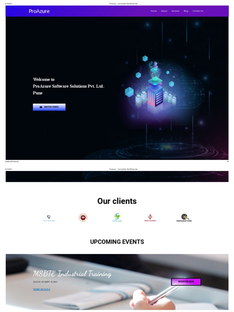 Proazure: Welcome To Proazure Software Solutions Pvt. Ltd. Pune | PDF | Word Press | Internet & Web