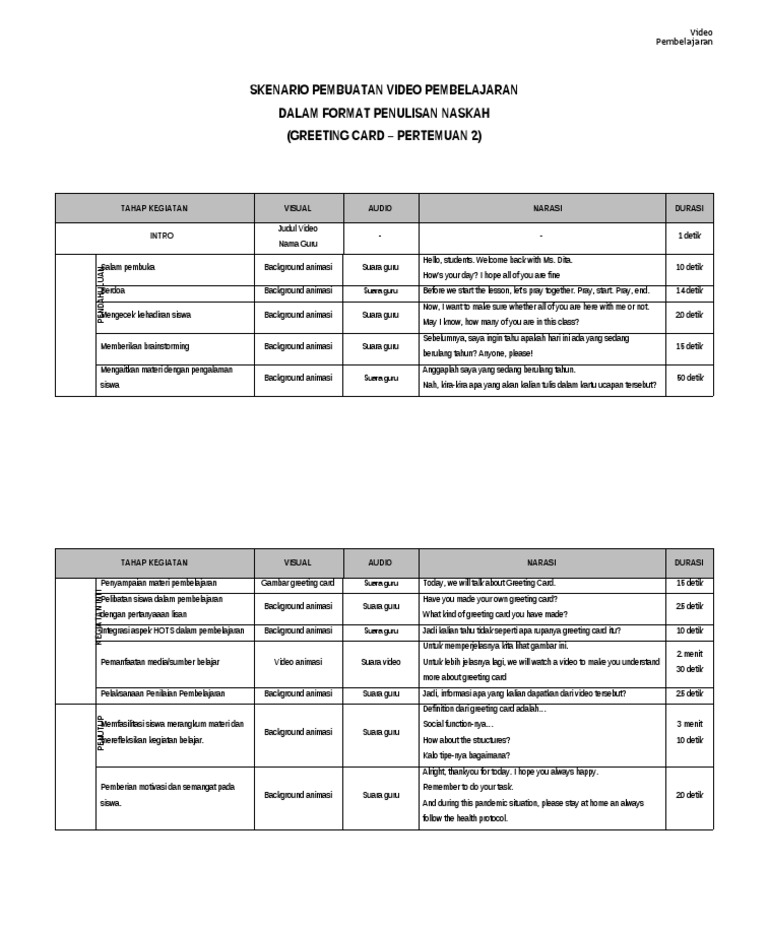 Script Video Pembelajaran | PDF
