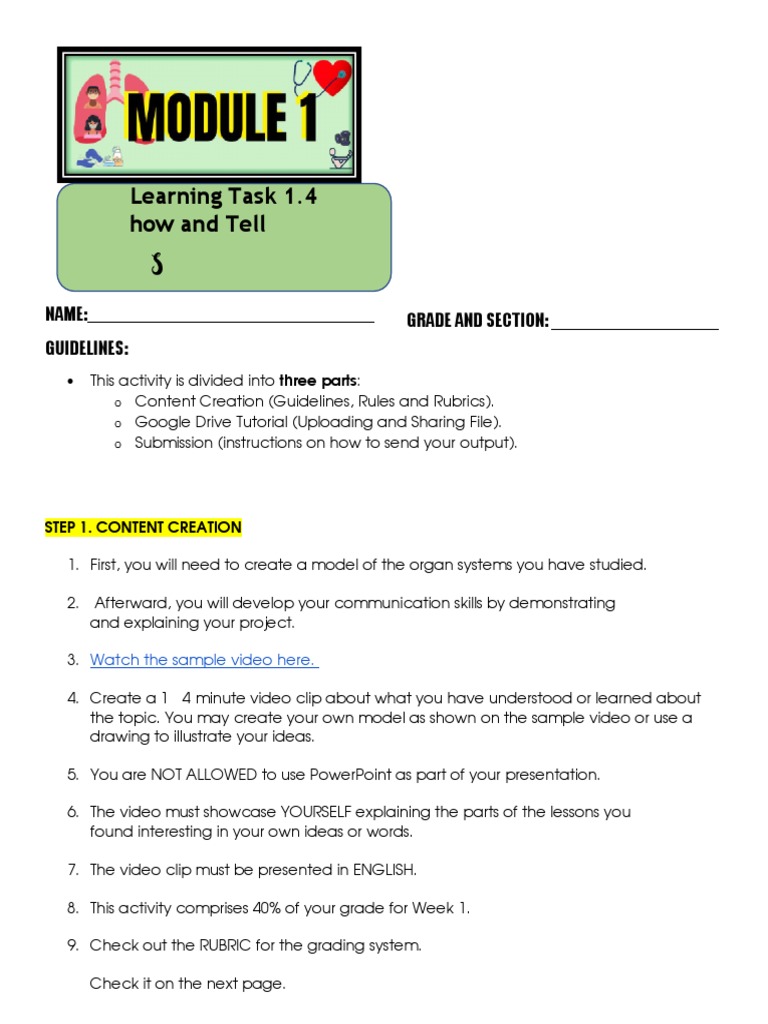 Learning Task 1.4 How and Tell: Name: Guidelines: Grade and Section ...