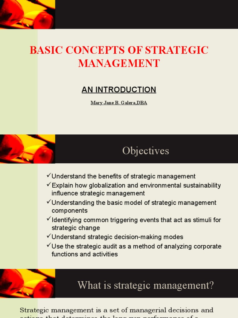 Basic Concepts of Strategic Management: An Introduction | PDF ...
