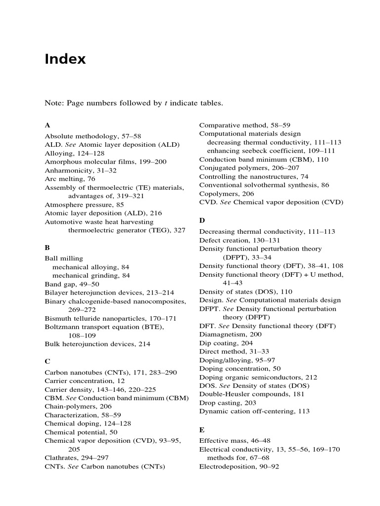Index - 2021 - Thermoelectricity and Advanced Thermoelectric Materials ...