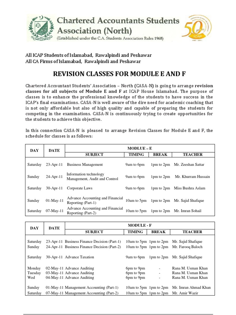 ICAP Revision Classes Islamabad Rawalpindi Peshawar | PDF | Accounting ...