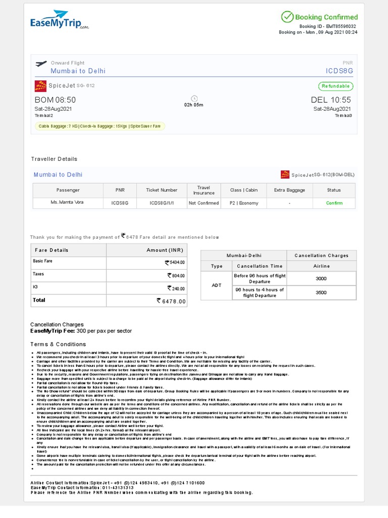 E-Ticket Spicejet Invoice | PDF | Airlines | Airport