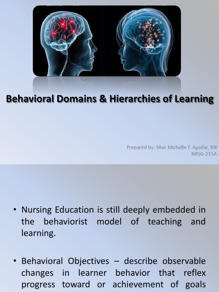 Behavioral Domains & Hierarchies of Learning: Prepared By: Mae Michelle ...
