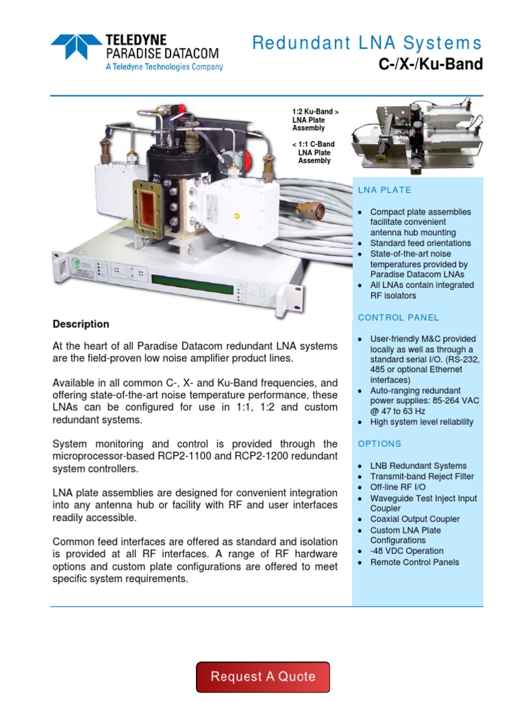 Paradise Datacom 131 Lna Redundant Lna Systems | PDF | Amplifier | Wireless