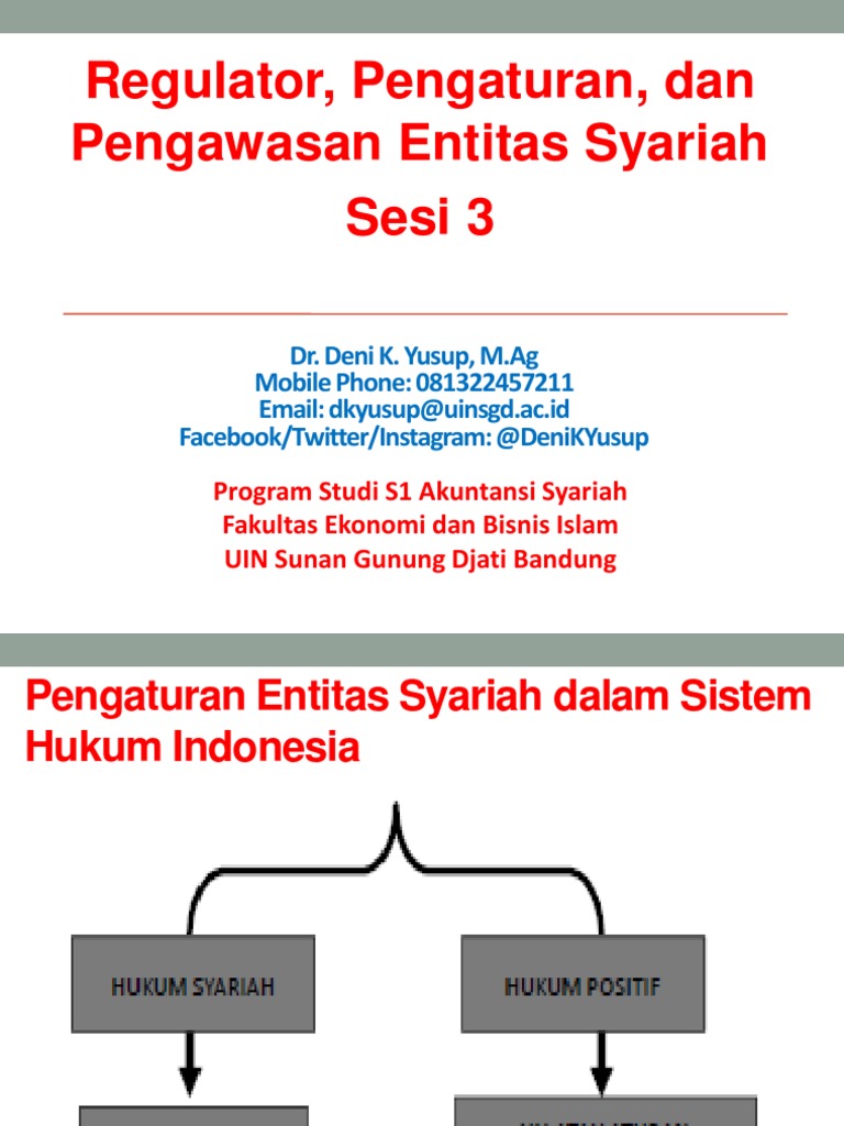 Regulator, Pengaturan Dan Pengawasan Entitas Syariah | PDF