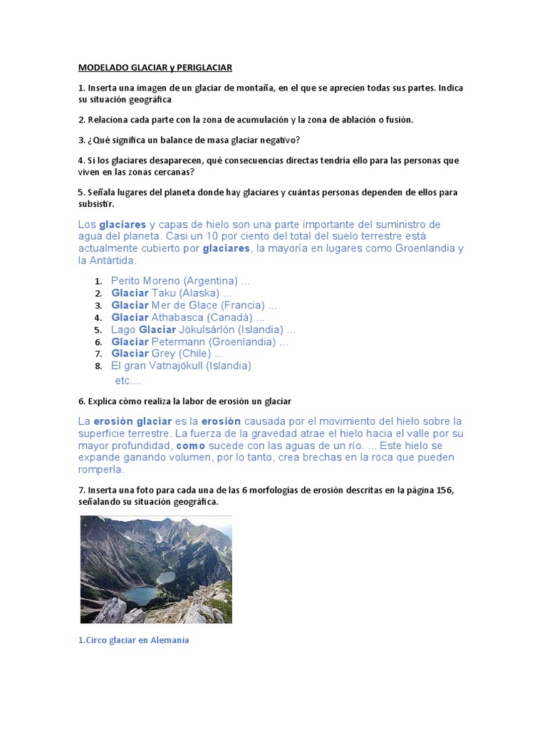 MODELADO GLACIAR y PERIGLACIAR | PDF | glaciar | Geología