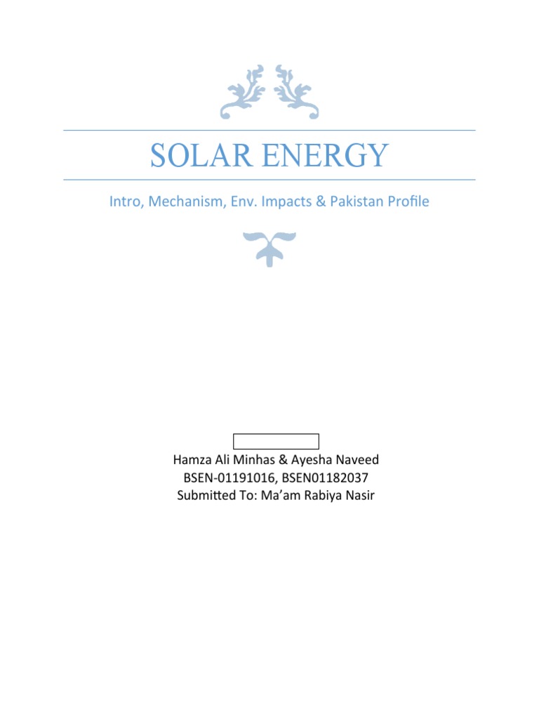 Hamza Solar Energy Assignment | PDF | Solar Power | Solar Energy