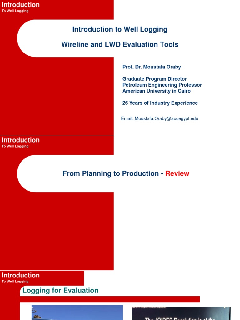 Introduction To Well Logging Wireline and LWD Evaluation Tools | PDF ...