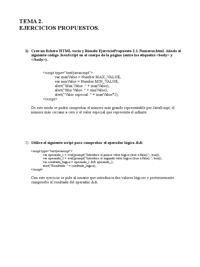 Tema 2. Ejercicios Propuestos (Libro) | PDF