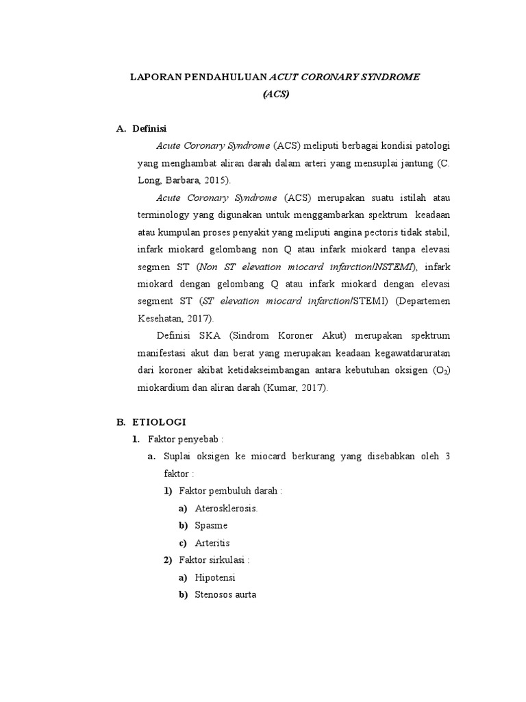 Laporan Pendahuluan ACS-STEMI | PDF