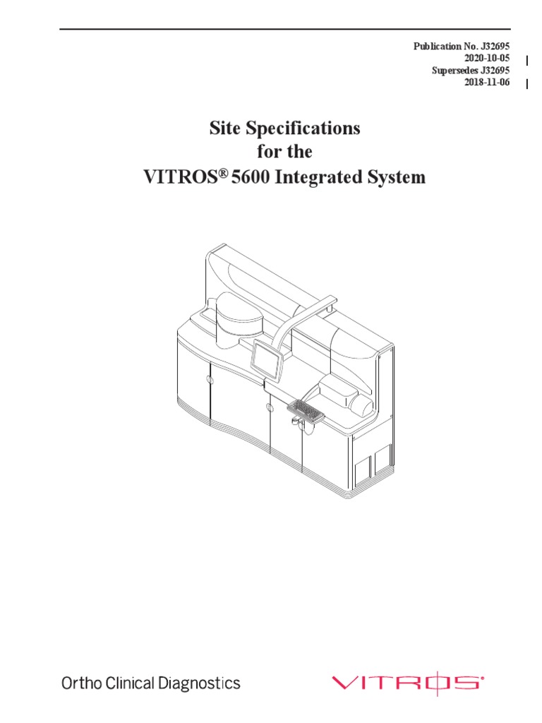 Site Specifications For The Vitros 5600 Integrated System: Publication ...