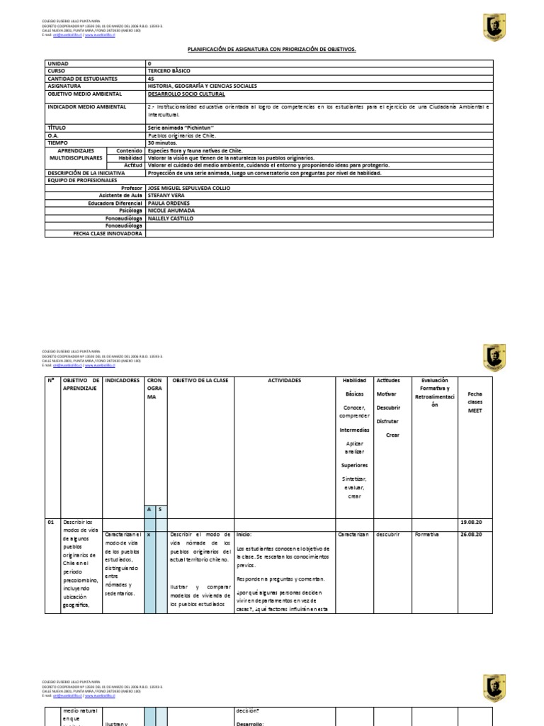 Planificación de Historia para 3° Básico | PDF | Nómada | Paisaje