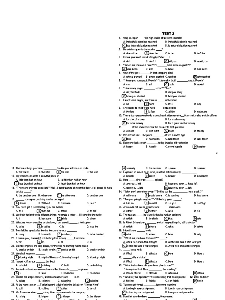 Practice Test - Book 2 Test 2+3 Đã CH A | PDF