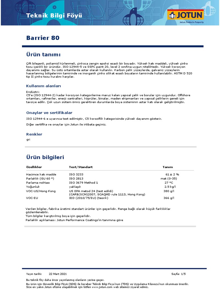 Jotun Barrier 80-PDS | PDF