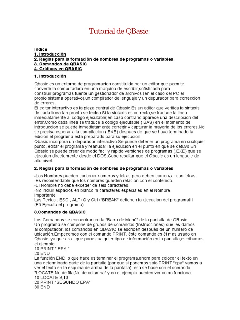 Tutorial de QBasic | PDF | Programación | Programa de computadora
