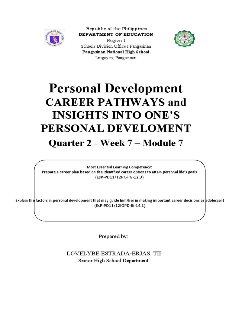 PERDEV-Module-quarter 2 - Week 7 | PDF | Choice | Goal