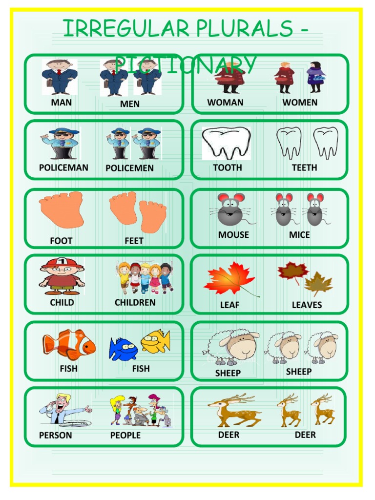 Irregular Plurals Reference Guide | PDF | Mystery, Thriller & Crime Fiction