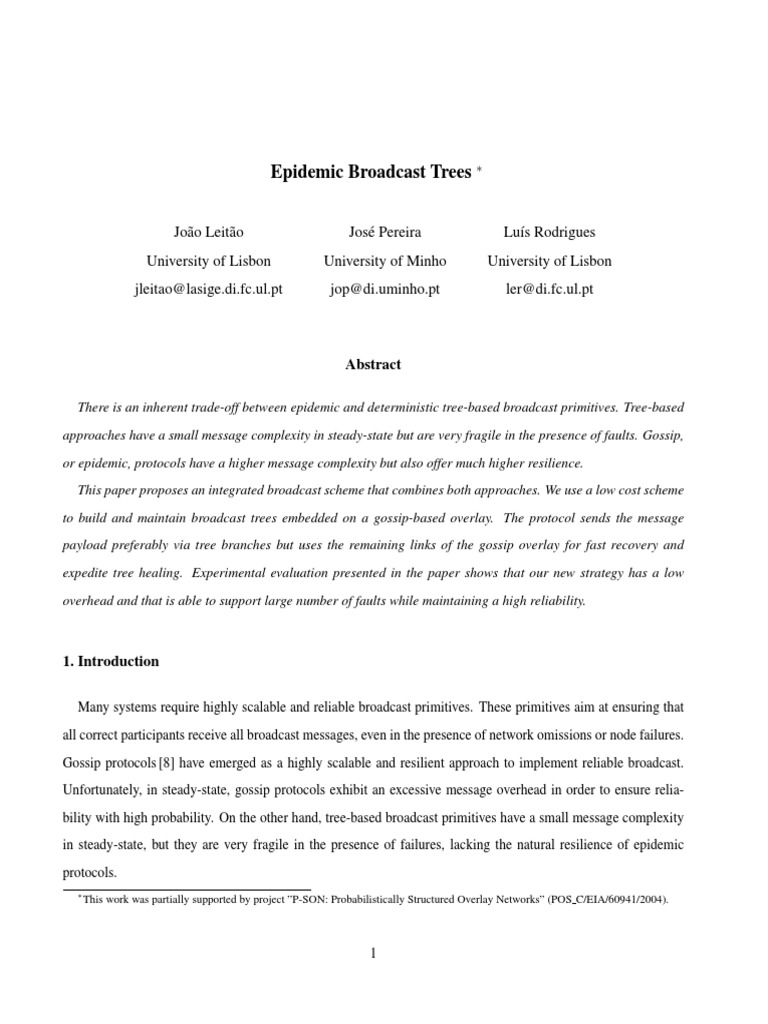 Epidemic Broadcast Trees | PDF | Multicast | Computer Network