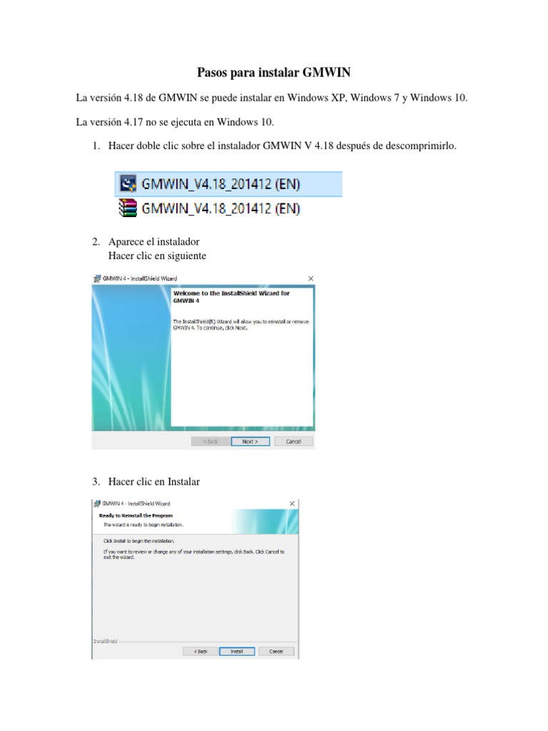Pasos para Instalar GMWIN | PDF