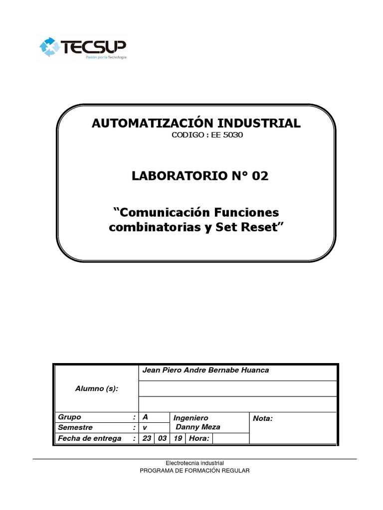 Laboratorio 2 | PDF | Controlador lógico programable | Ingeniería ...