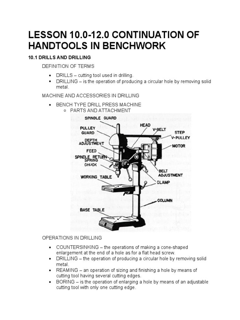 Hand Tools in Benchwork | PDF | Drilling | Metalworking