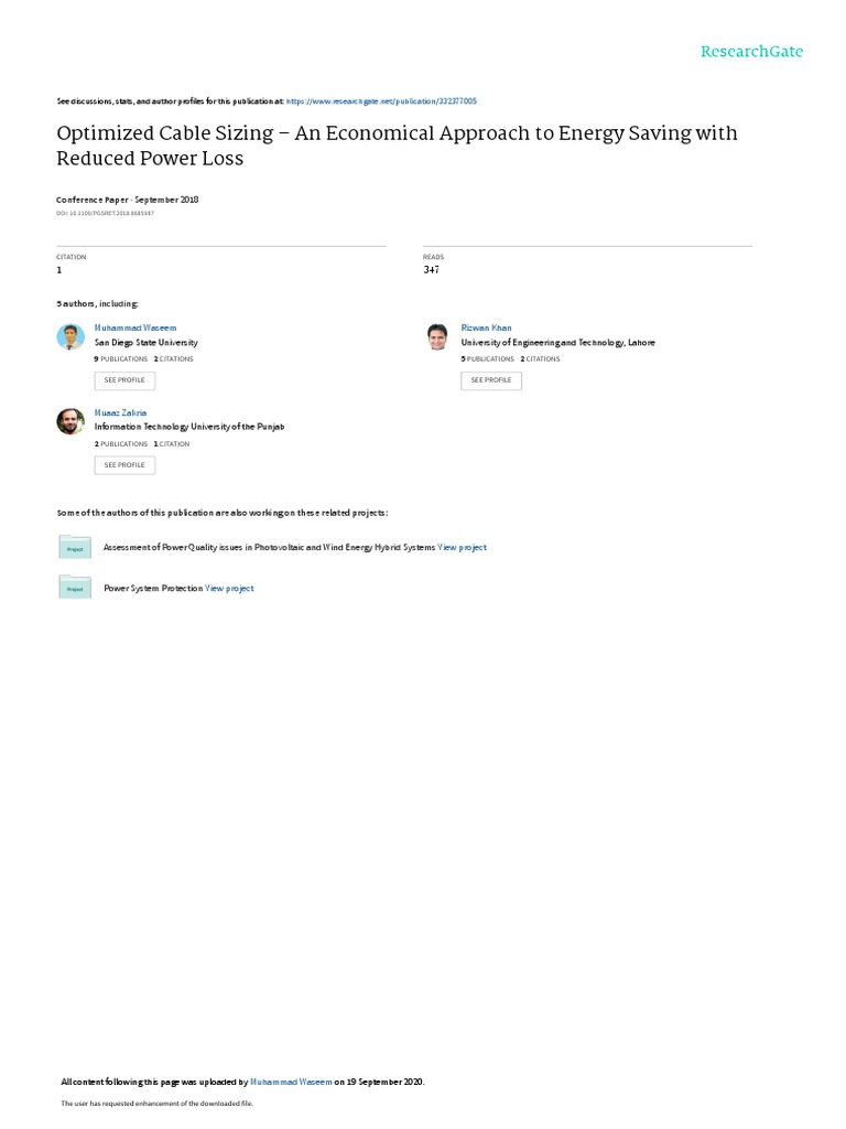 Optimized Cable Sizing | PDF | Electric Power Transmission | Electrical ...