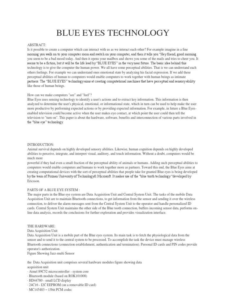 Blue Eyes | PDF | Bluetooth | Perception