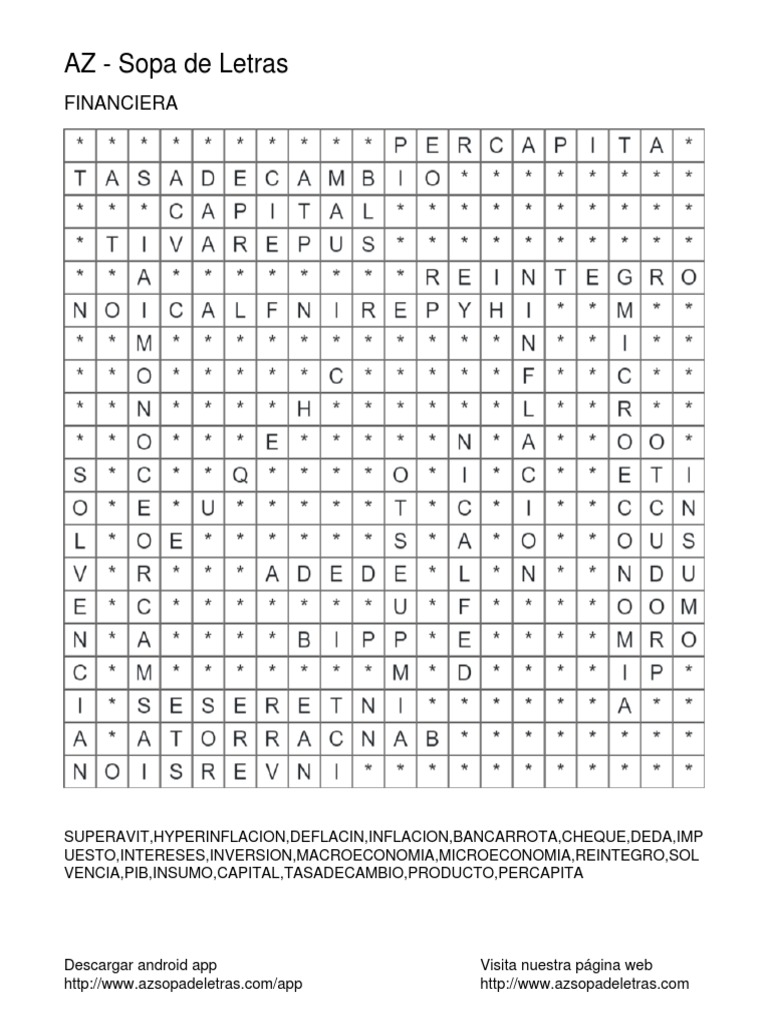 Sopa de Letras Anexo 1 | PDF | Finanzas y dinero