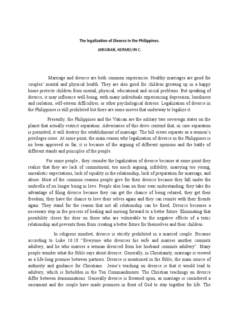 Legalizing Divorce in the Philippines | PDF | Divorce | Marriage