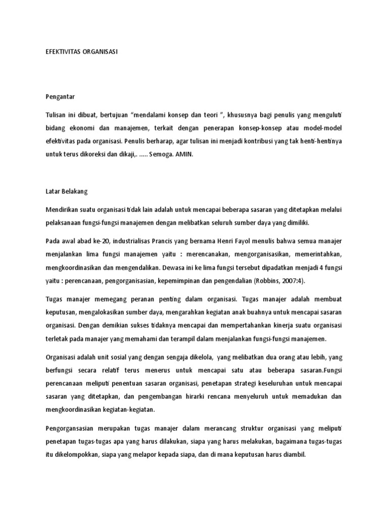 Efektivitas Organisasi | PDF