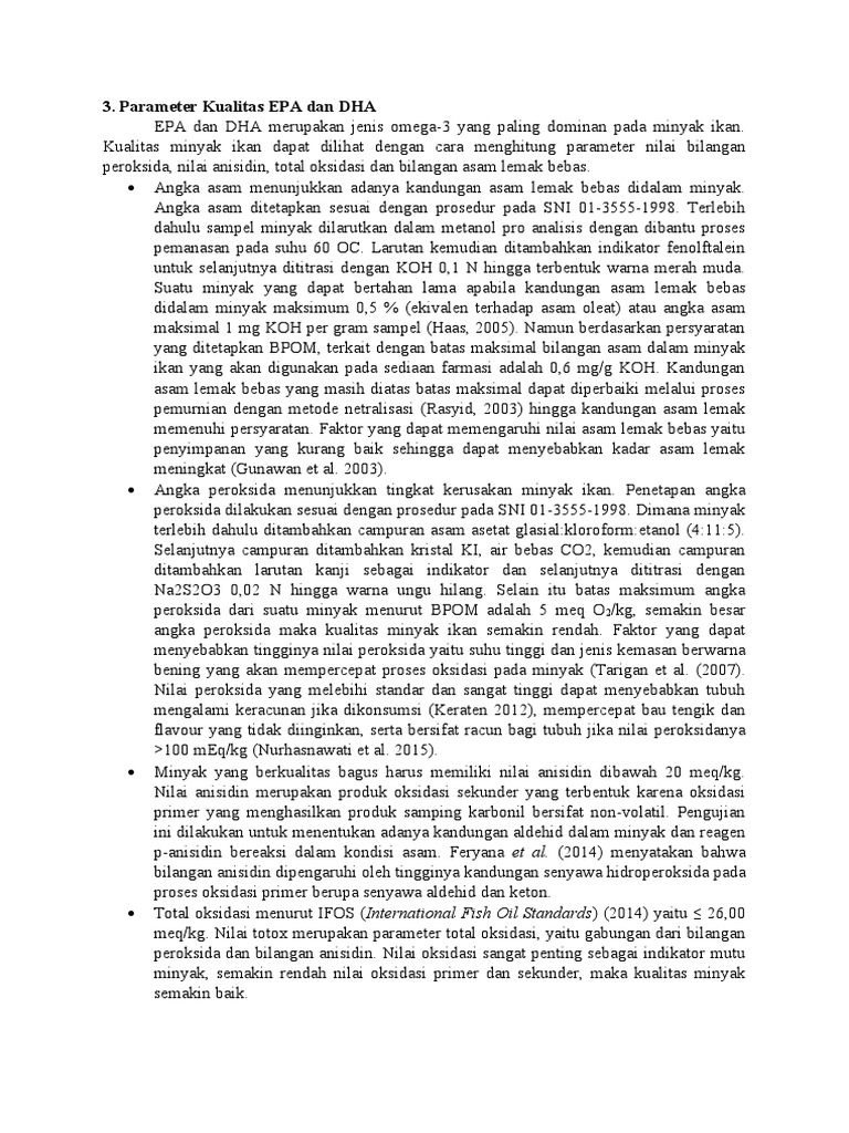 Parameter Kualitas EPA DHA | PDF