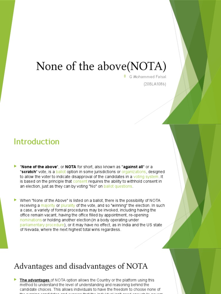 Understanding the NOTA Vote | PDF | Voting | Accountability