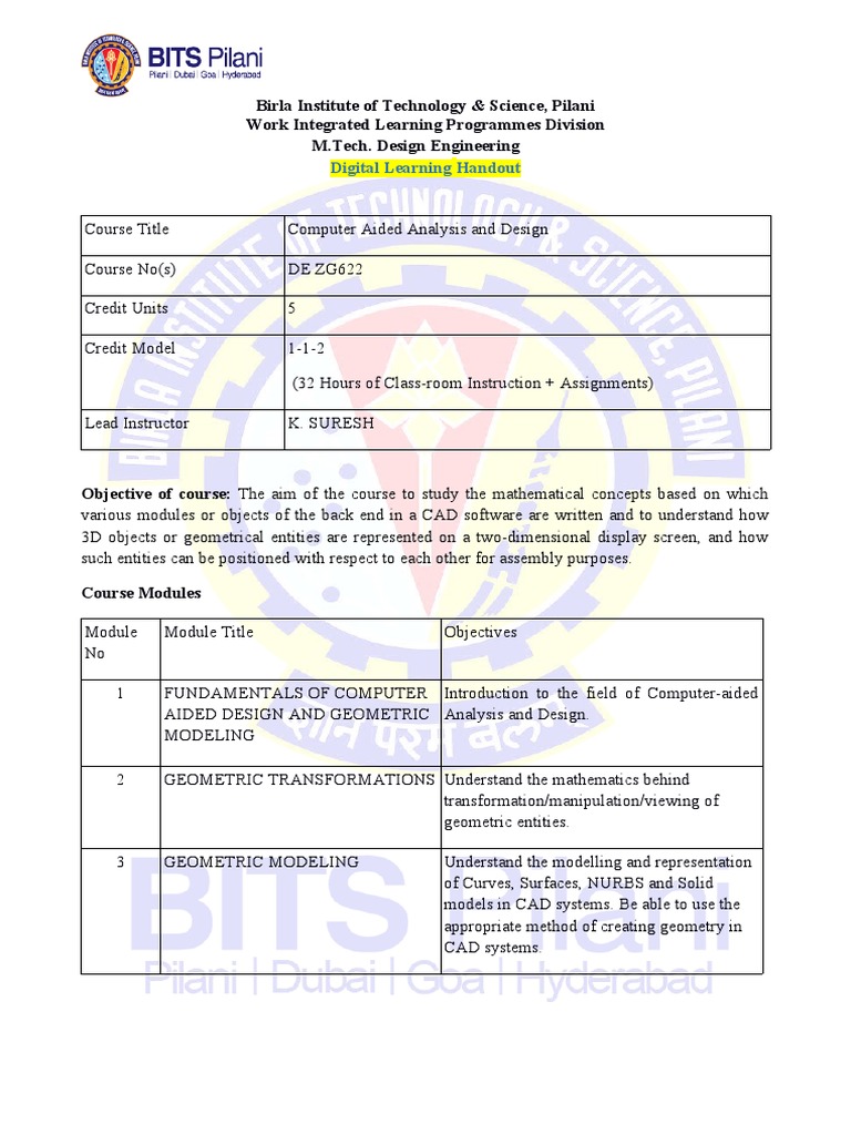 Birla Institute of Technology & Science, Pilani Work Integrated Learning Programmes Division M ...