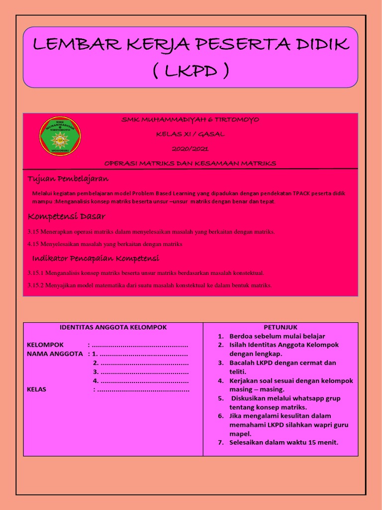 LKPD Matriks 3 | PDF
