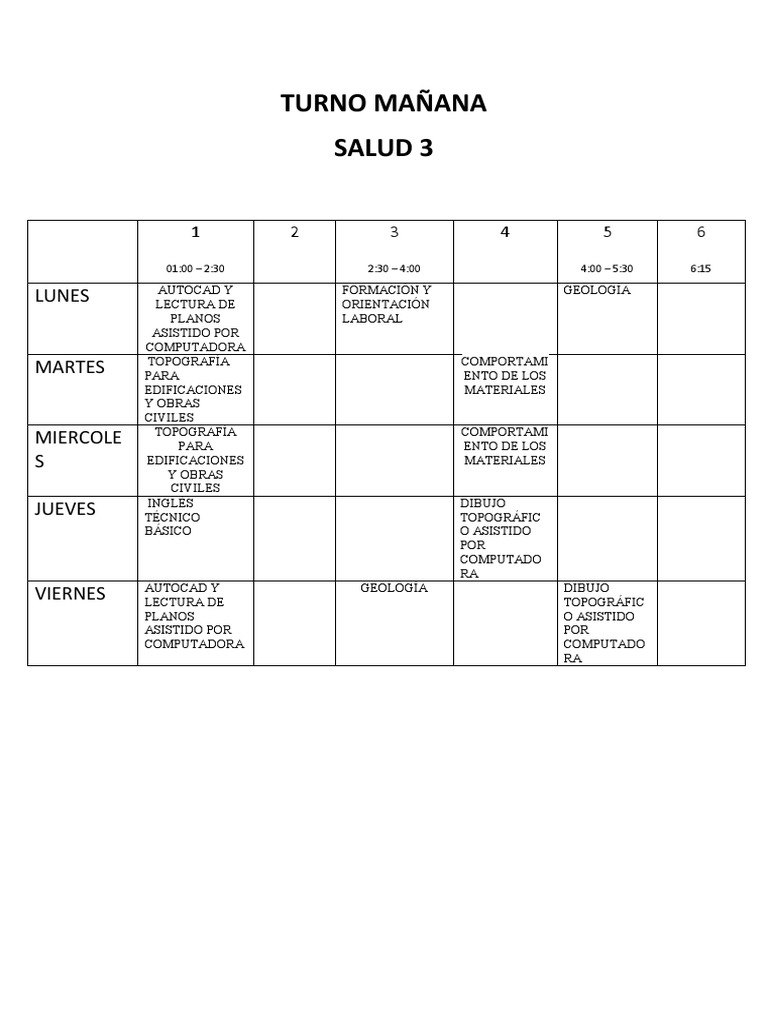 Horario Sencico 2 | PDF | Cad automático