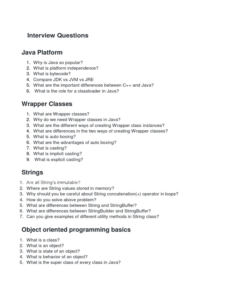 Java Interview Questions | PDF | Class (Computer Programming) | Method (Computer Programming)